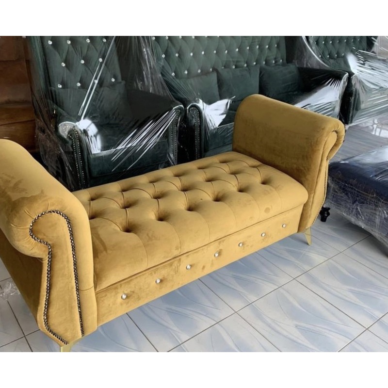 BENCH CHESTERFIELD STOOL (premium velvet) | Shopee Malaysia