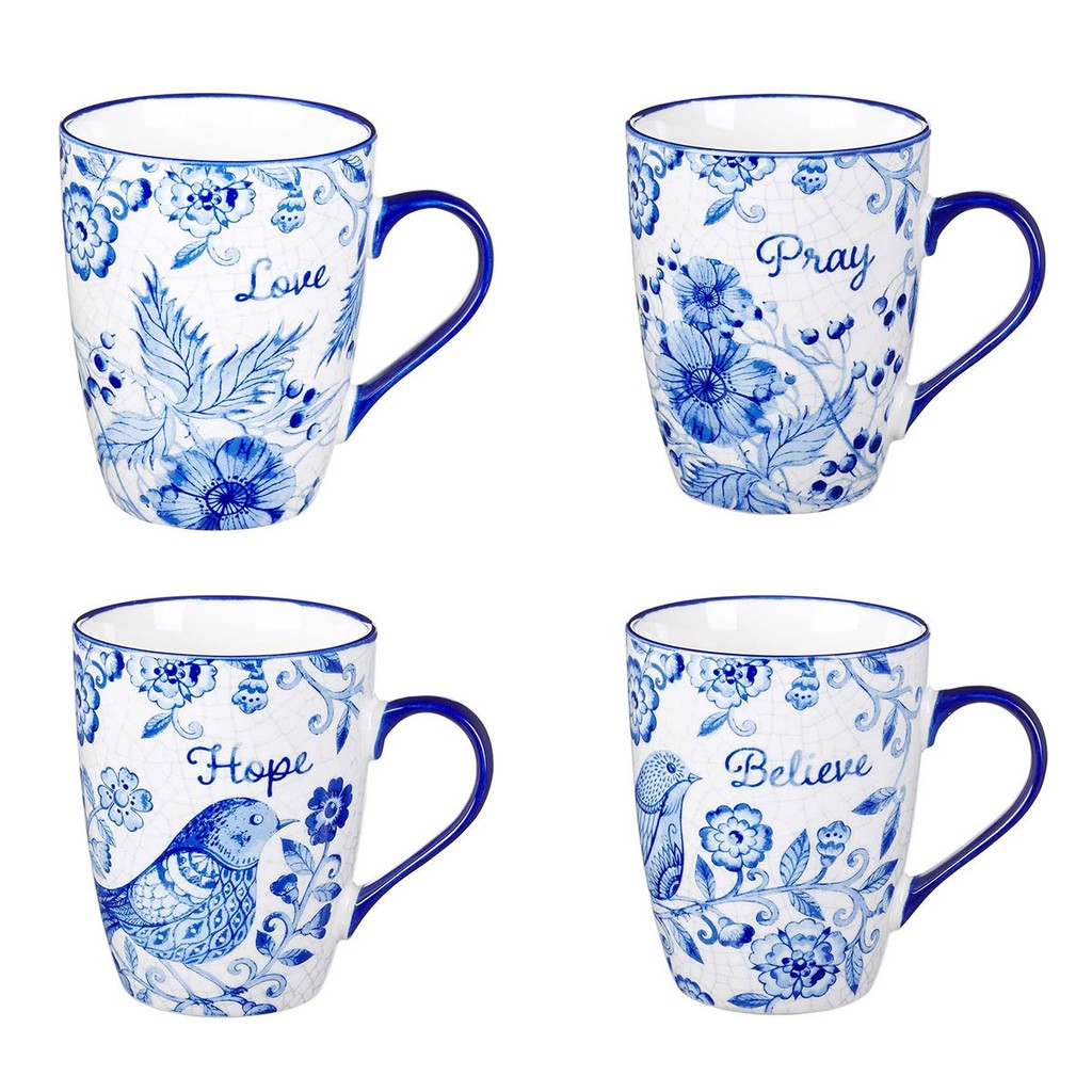 Believe, Hope, Pray & Love Ceramic Mug Set in Blue | Shopee Malaysia
