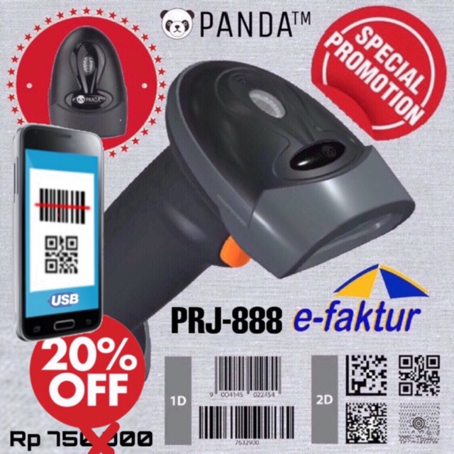 Barcode SCANNER 2D / 1D PANDA PRJ-888 (QR CODE-MAXICODE-DATA MATRIX-PDF417-AZTEC-Efacture ...