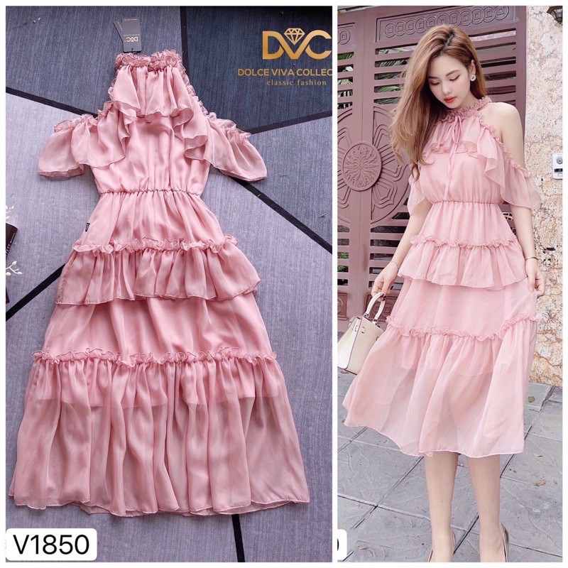 Sexy off-the-shoulder flared dress, pink, DVC designed dress, beautiful ...