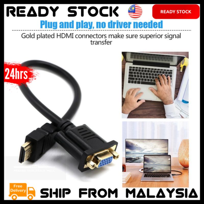 [ Need to use Decoder ] HDMI To VGA PC Laptop Tablet Converter Cable 0 ...