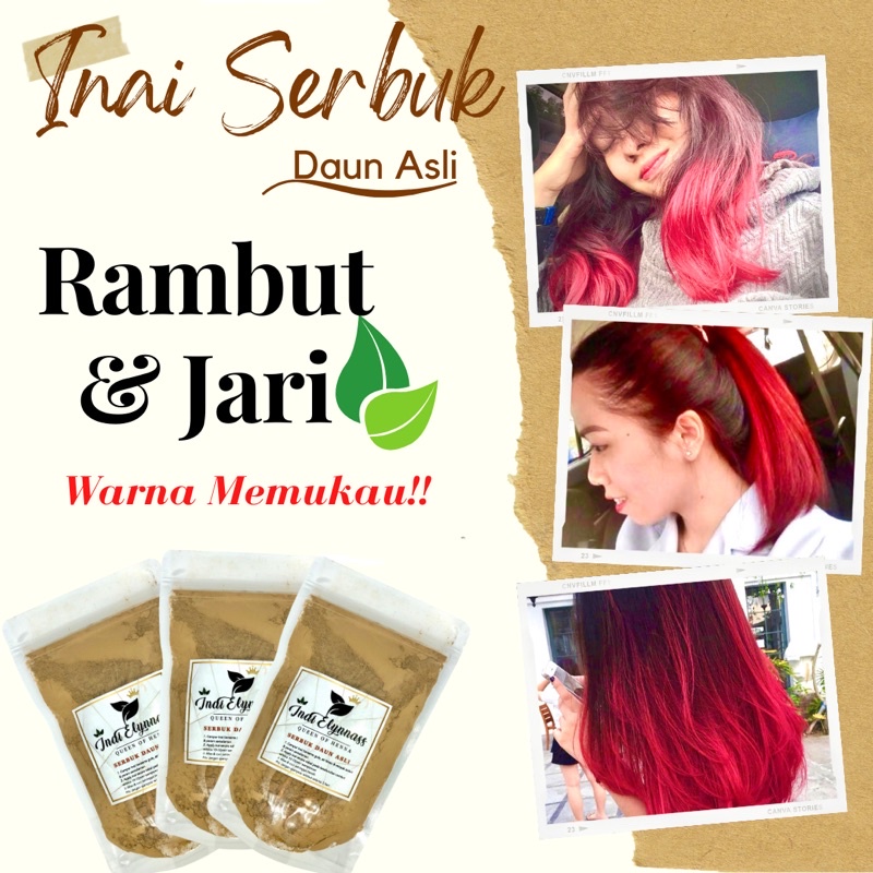 INAI RAMBUT SERBUK DAUN ASLI MERAH | Shopee Malaysia