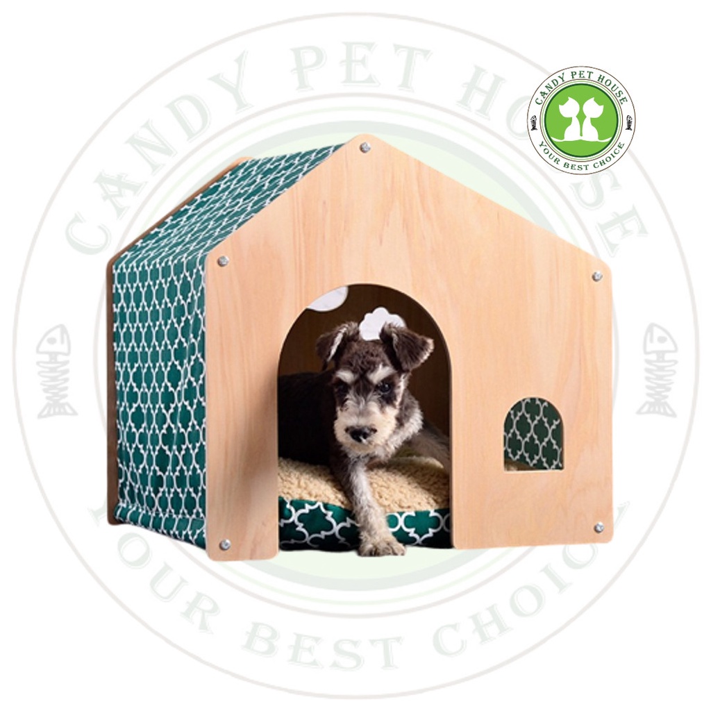 (COUNTRY)Wooden Pet House Kennel With Cushion Shape Country For Cat and ...