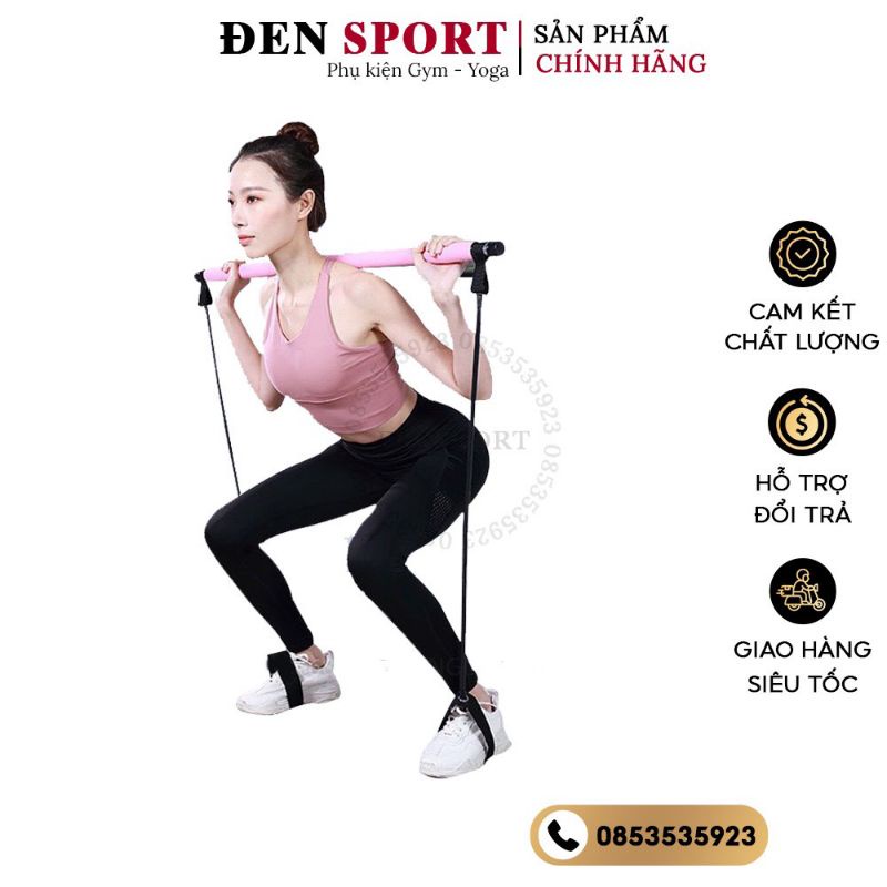 Pilates Bar with Resistance Bands for Arms, Back, Chest, Buttocks, Legs ...