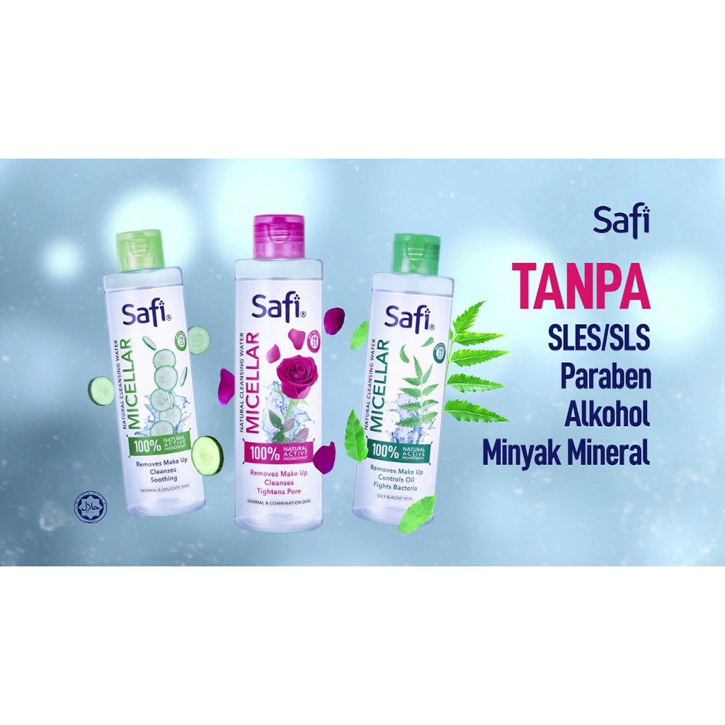 SAFI MICELLAR NATURAL CLEANSING WATER - NEEM / ROSE / CUCUMBER (200ML ...
