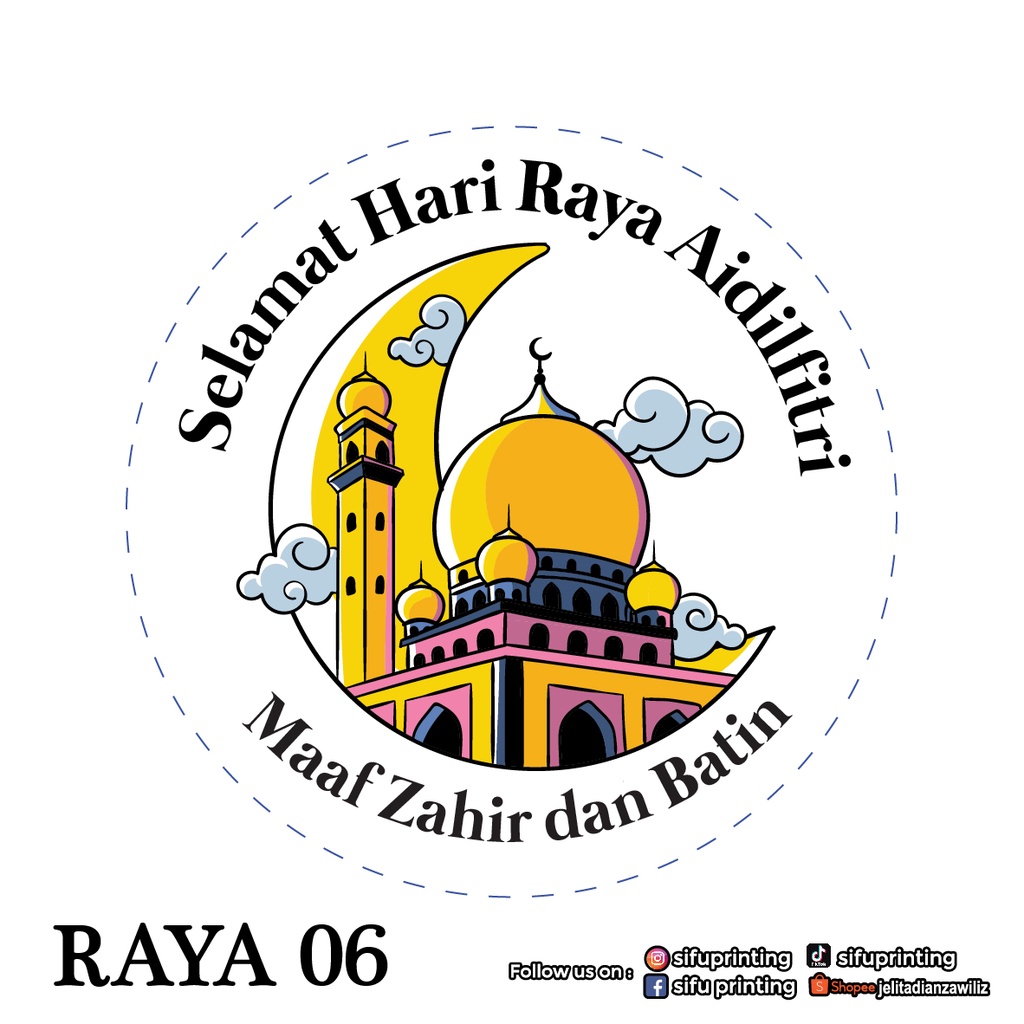 Sticker Hari Raya Aidilfitri Murah 2022 | 100pcs Transparent Sticker ...