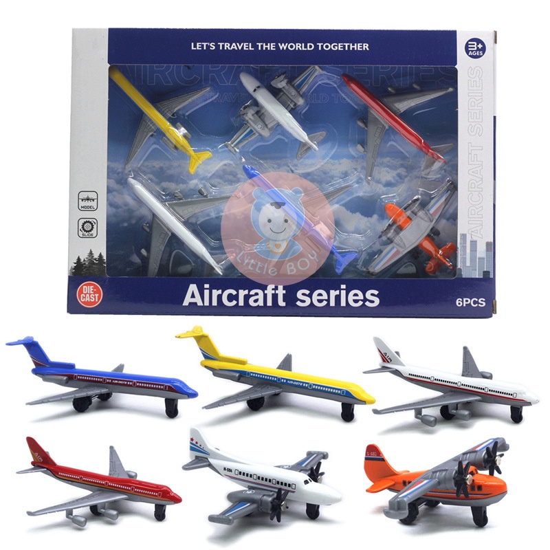 L.Diecast Mini Airliner 6pcs in Pack DieCast Alloy Toy Airplane Glider ...