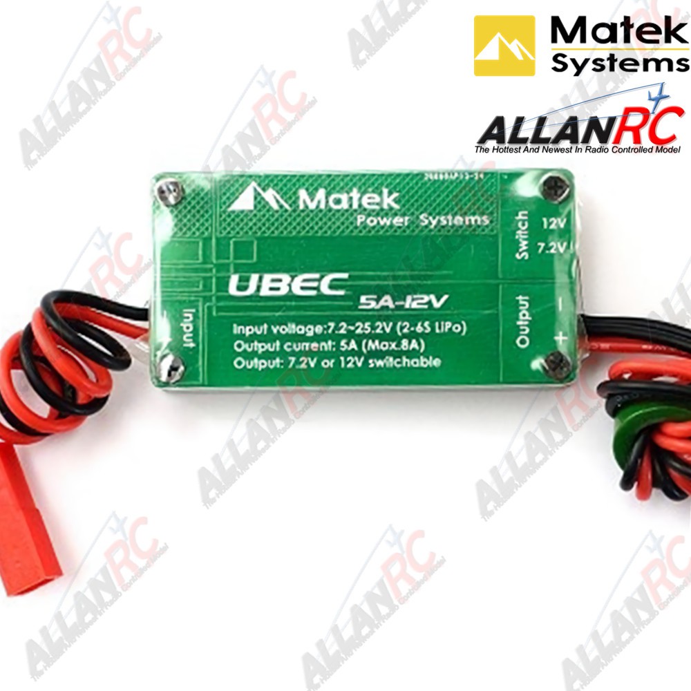 Matek systems UBEC 5A 12V / 7.2V (Size: 60*29*12mm (L*W*H) | Shopee ...