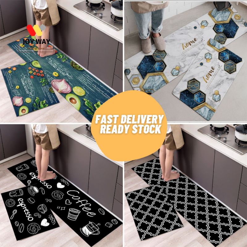 5D Kitchen Mat Anti Slip 2pcs Set Floor Mat Waterproof Kitchen Carpet ...