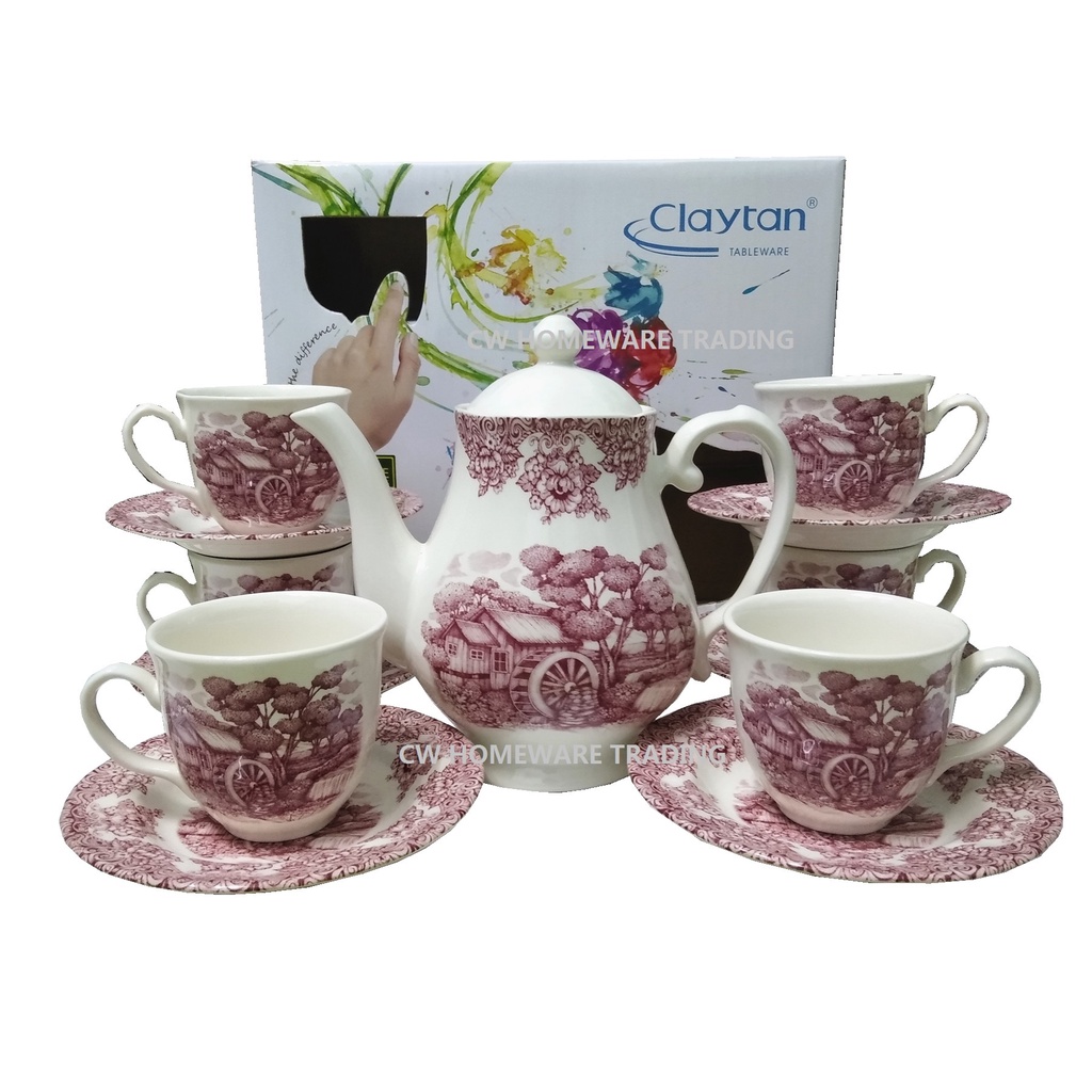 Claytan 307PS Wheel Water Red 14Pcs (6Pax) Set Teh | Set Cawan Teh ...