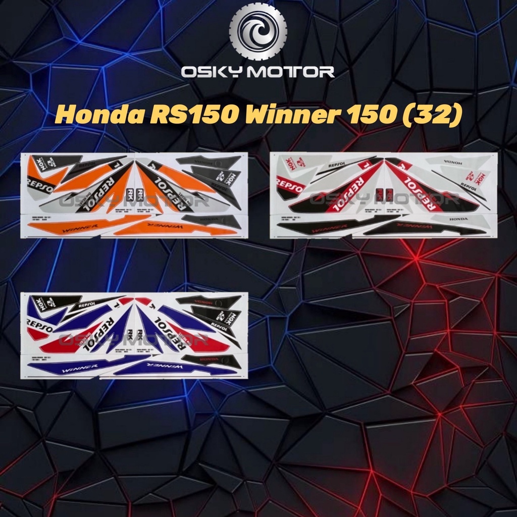 Honda RS150 Winner 150 (32) Body Sticker - Black / Red / White | Shopee ...