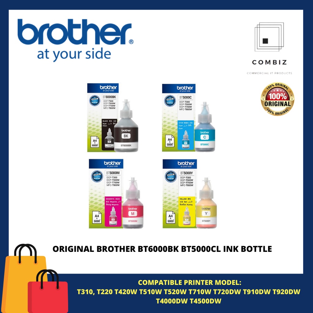 ORIGINAL BROTHER BT6000BK BT5000CL INK BOTTLE ( T310, T220 T420W T510W ...