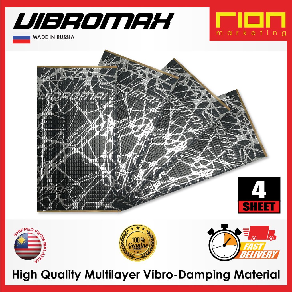 4 Sheet VIBROMAX 2.0mm Car Soundproof and Heat Deadening (75cm X 50cm ...