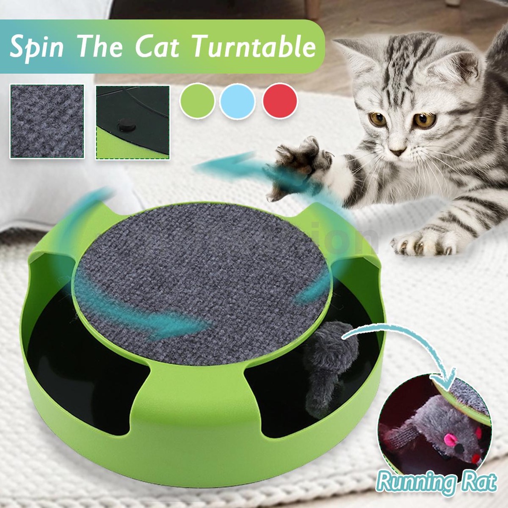Pet Cat Automatic Rotating Scratching Board Mouse Interactive Toy ...