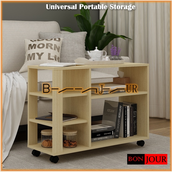 【Ready Stock】 BONOJUR Furniture /Storage Portable Shelf Side Table Cabinet with Roller Wholesale ...