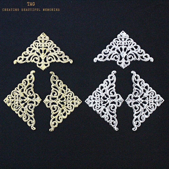 Chrome Metal Embellishment Triangle Besi Kerawang Segi Tiga Hiasan ...