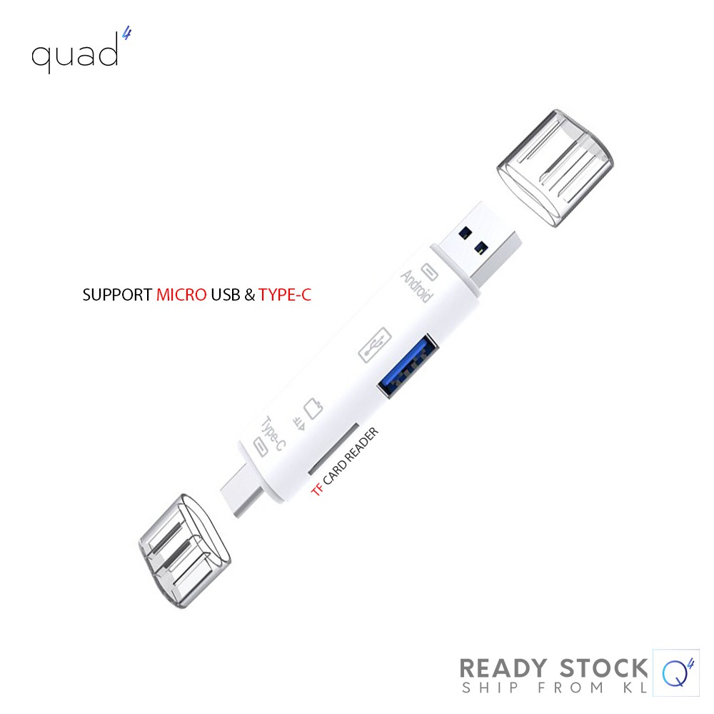 5 in 1 OTG Smart Multifunction Card Reader TF Read Type-C / Micro USB ...