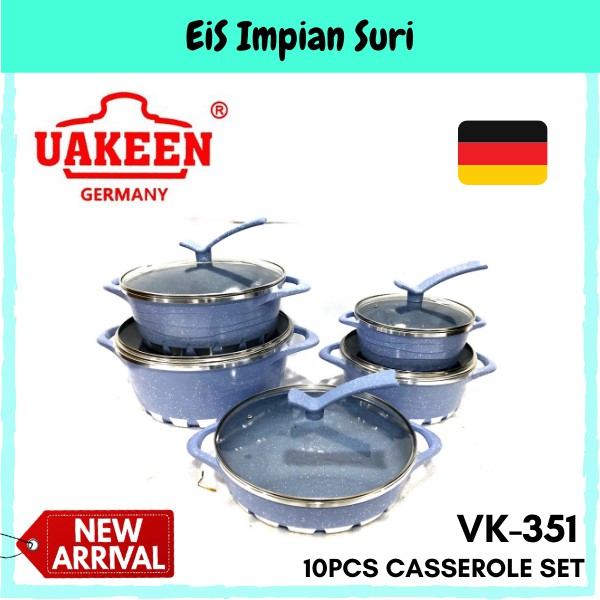 (Ready Stock!!) VK-351 UAKEEN by VAKEN 10pcs Granite Non Stick Cookware ...