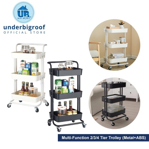 3 Tier Multi-Function Trolley With Handle (Metal+ABS) Troli Serbaguna ...