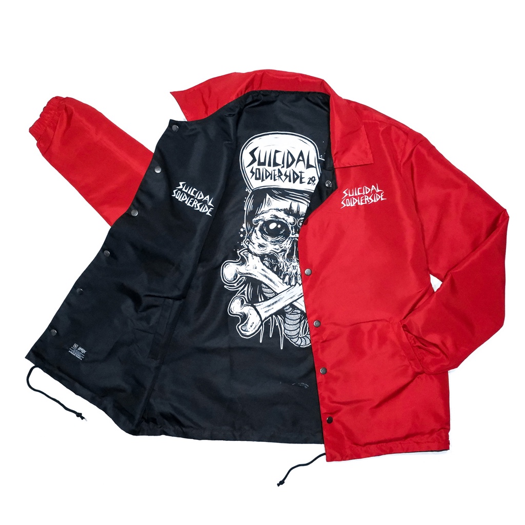 MERAH Soldierside Coach Jacket Black 2in1 Style 29Suicidals Red 153 ...