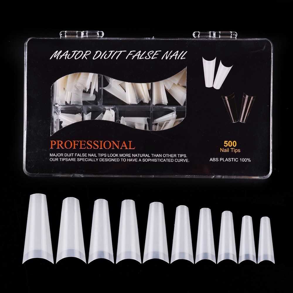 500Pcs/Box French Manicure False Nail Tips Half Cover Flat Shape ...