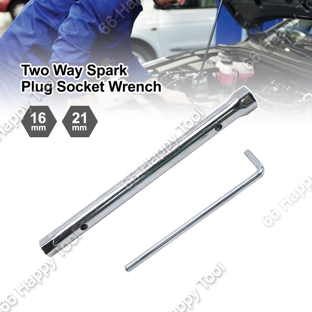 Two Way Spark Plug Socket Wrench 16mm/21mm Removal Spanner Tool Durable Double Hexagonal Socket ...