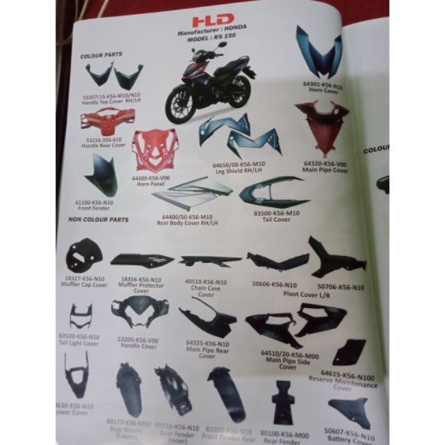 Honda RS 150 COVER SET(COLOUR PART) | Shopee Malaysia