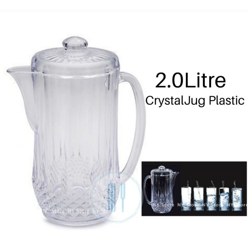 2 Liter Water Jug Plastik Kristal Crystal Juice Jug Air With Cover ...