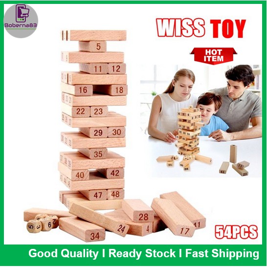 Permainan Susun Blok Kayu Wooden Tower Stacking Game. .Permainan ...