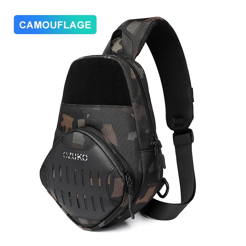 OZUKO Fashion Tactical Waterproof Chest Pack Men USB Charging Outdoor ...