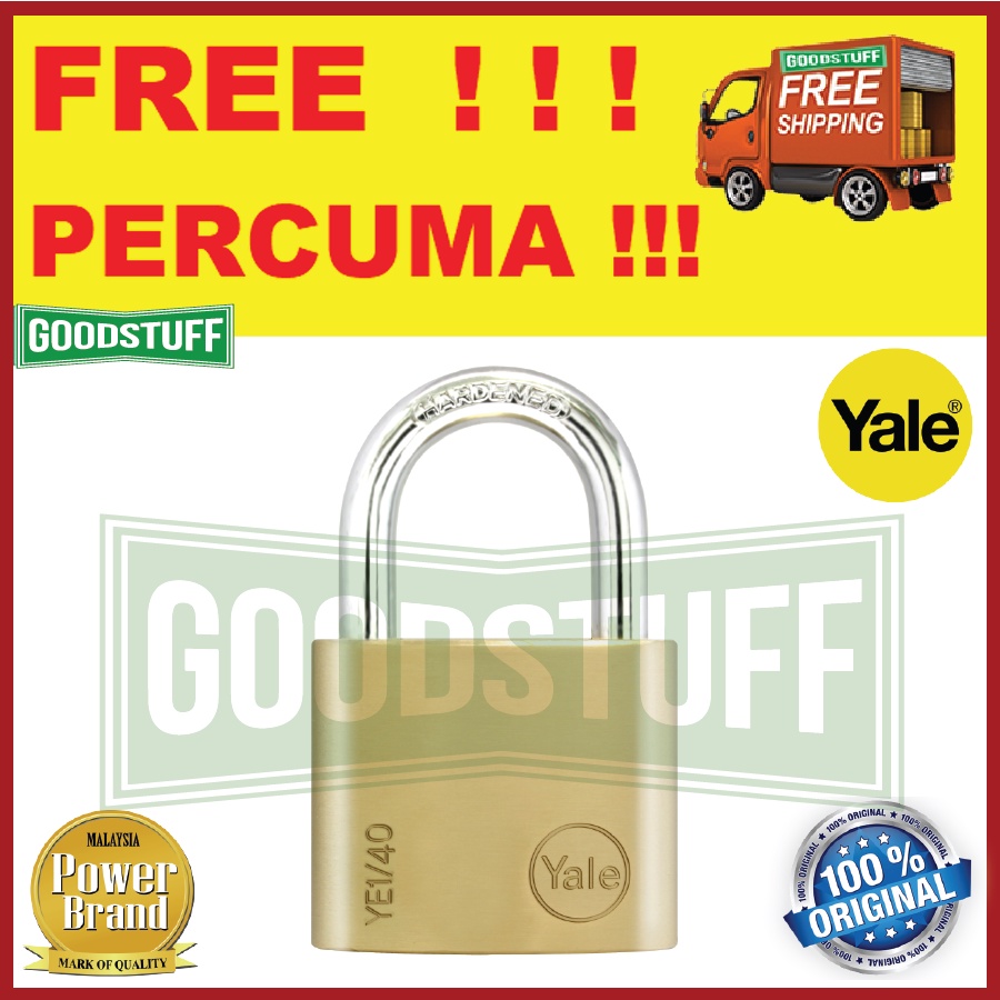 YALE ESSENTIAL SERIES INDOOR BRASS STANDARD SHACKLE PADLOCK - YE1/40/ ...