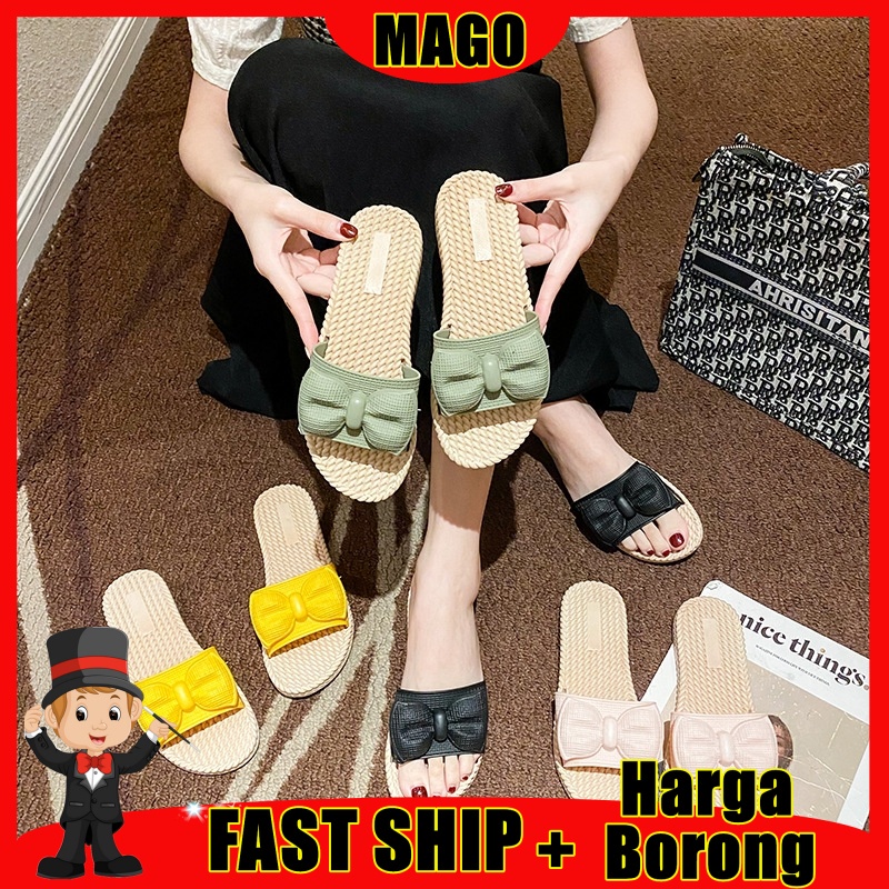 READY STOCK !! Wanita Women's Ribbon Home Slipper Perempuan Riben ...