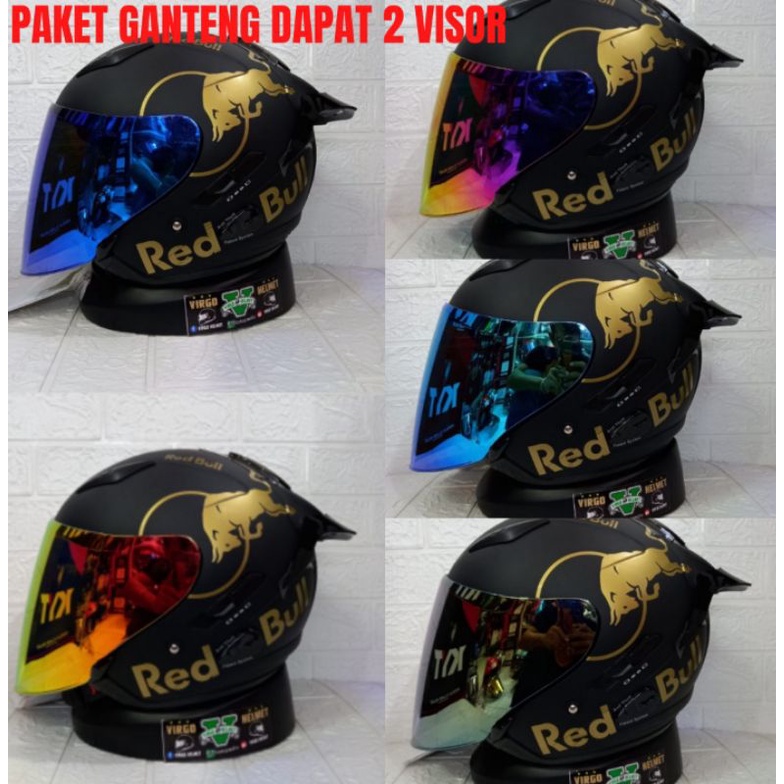 Kyt Helmet GALAXY FLAT R SOLID BLACK MATT Handsome Package REDBULL SNI ...