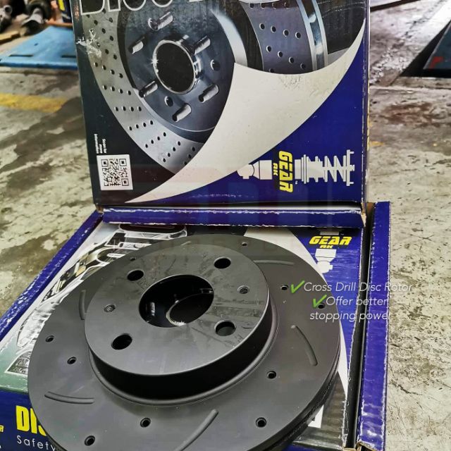 Perodua Myvi 1.5 LB Axia Bezza GEAR Performance Cross Drill Brake Disc ...