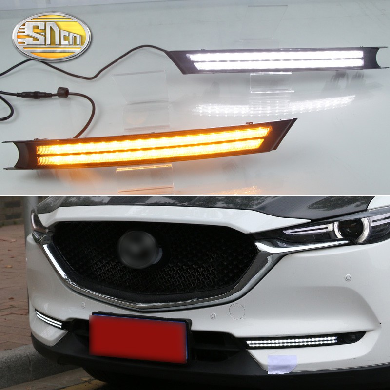 LED Daytime Running Light For Mazda CX-5 CX5 2017-2021 CX-8 CX8 With Yellow Turn Signal 12V ...
