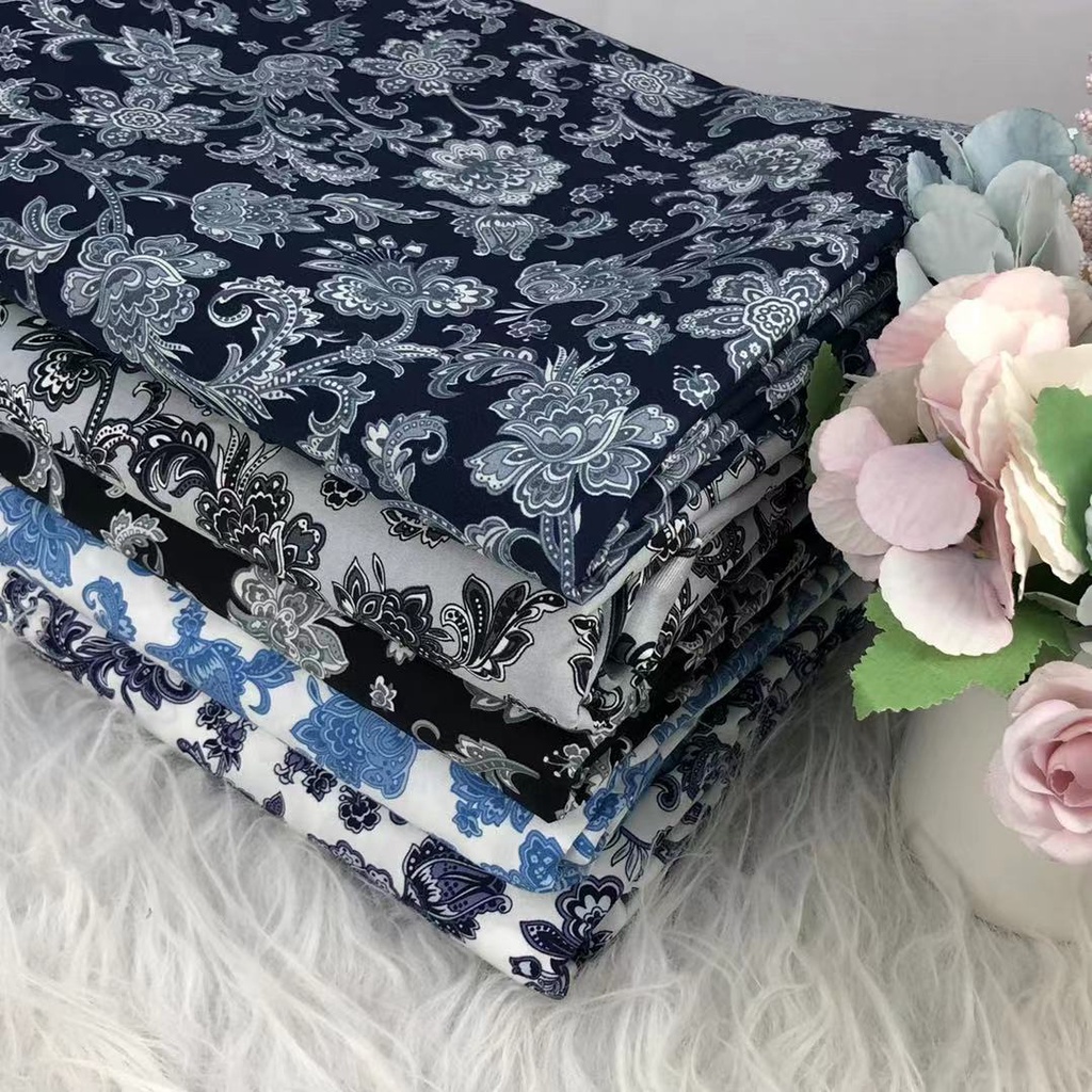 KAIN COTTON THAILAND 100% BIDANG 45" / CORAK BUNGA / FLOWER PATTERN ...