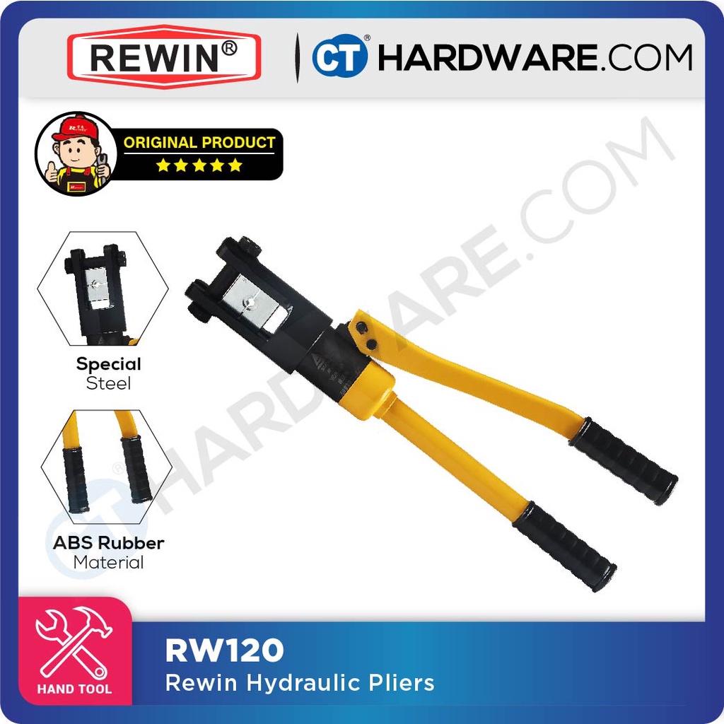 REWIN RW120 PROFESSIONAL HYDRAULIC PLIERS CRIMPING TOOL 10-120M2 ...