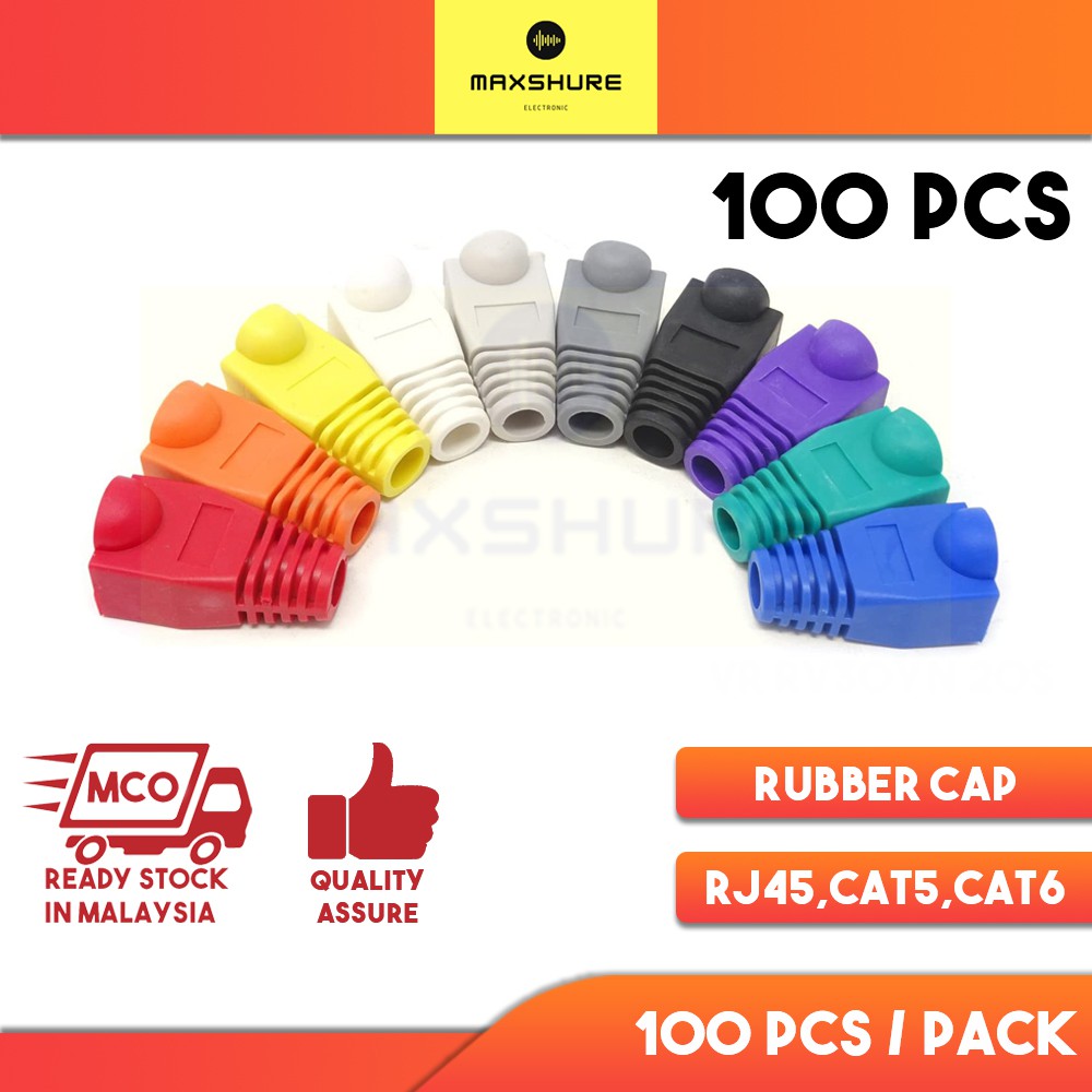[MaxShure] 100 PCS Cat5 Cat6 RJ45 Rubber Protector Cap / Rubber Boot ...