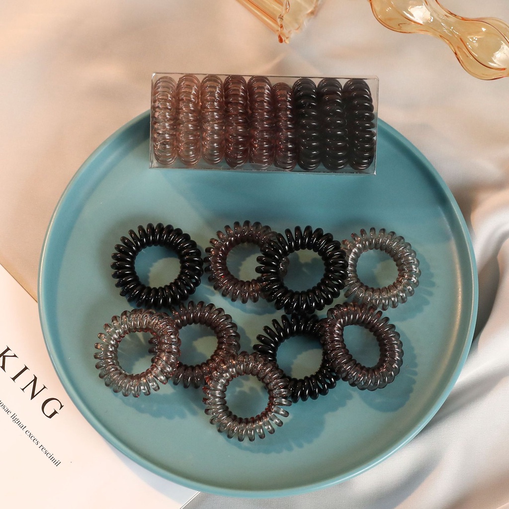 🇲🇾High Quality 9pcs Telephone Wire Hair Ties Telephone Wire Ring Hair ...