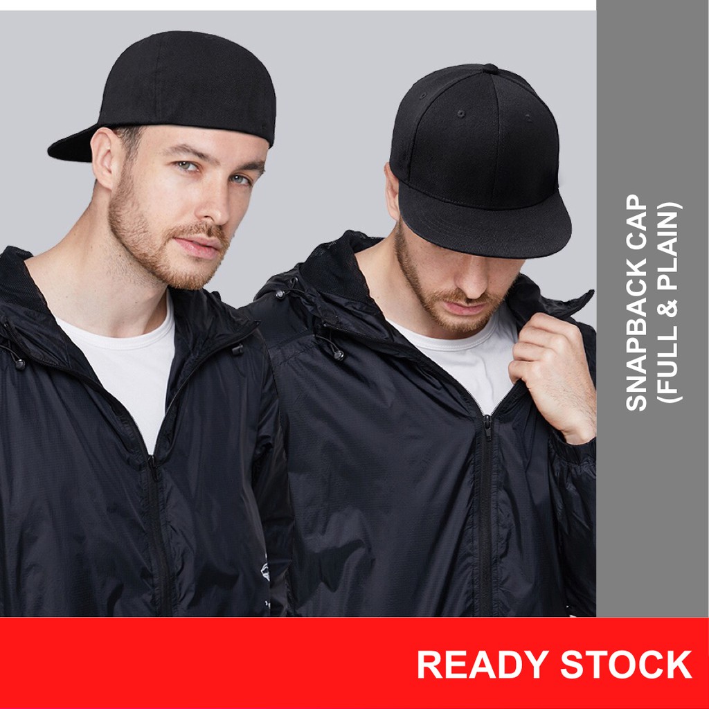 Snapback cap Plain Black cap Full / Adjustable Hat Unisex fashion hip ...