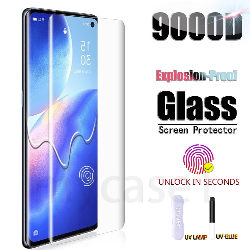 UV Liquid Full Curved Tempered Glass For OPPO Reno 13 12 11 10 9 8T 6 5 ...