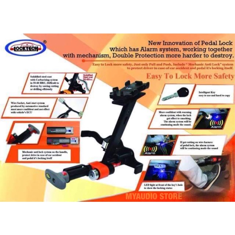 LOCKTECH Vehicle Security Pedal Twin Lock - Honda FREED A/T-09 & PERODUA / TOYOTA ARUZ'19/RUSH ...