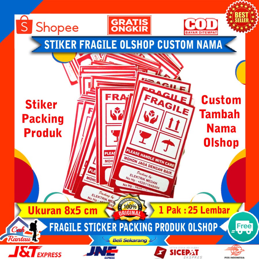 Olshop FRAGILE Stickers Custom Name Sticker Onlineshop FRAGILE Request ...