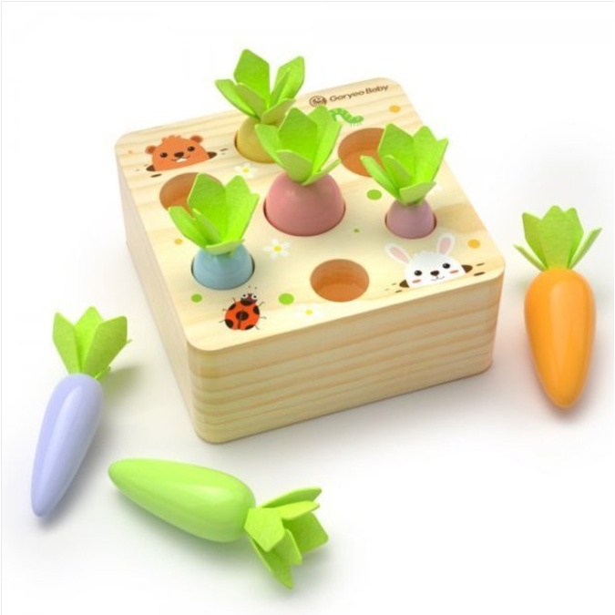 Carrot Picking Toy / Wood Toy / Pastel Color / toddler block puzzle ...