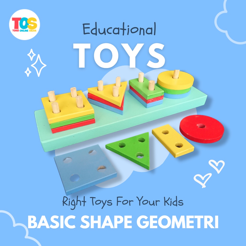 KAYU Basic shape Geometry 4/geometry Board 4 Shapes/Toys/Educational ...