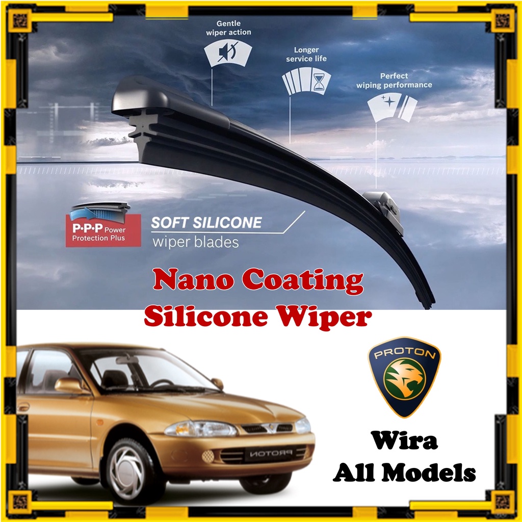 Proton Wira - Nano Coating Soft Silicone Car Wiper Blades - 1 Pair / Pengelap ( All Models ...