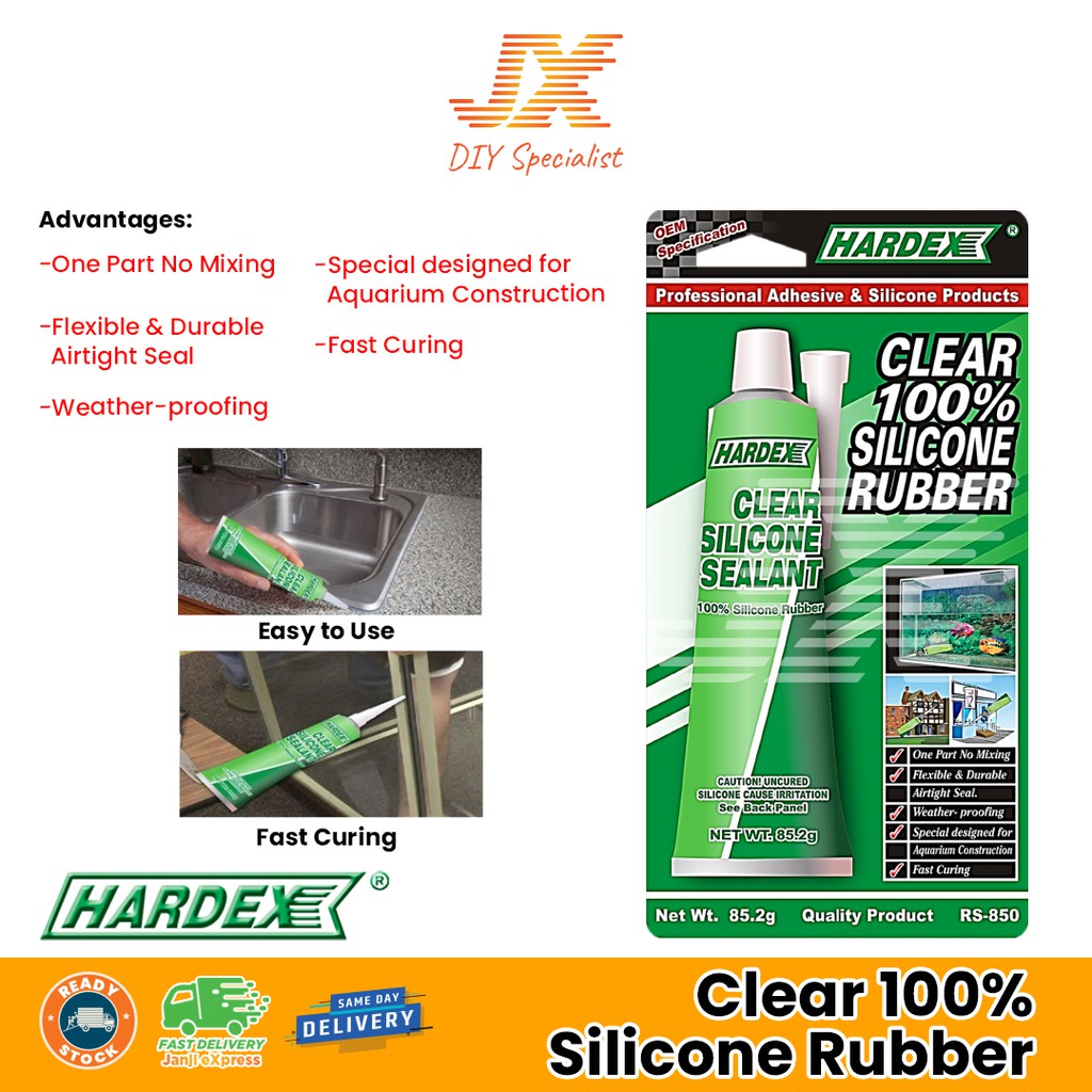 HARDEX RS850 Clear Silicone Sealant 100% Rubber Adhesive Glue White ...