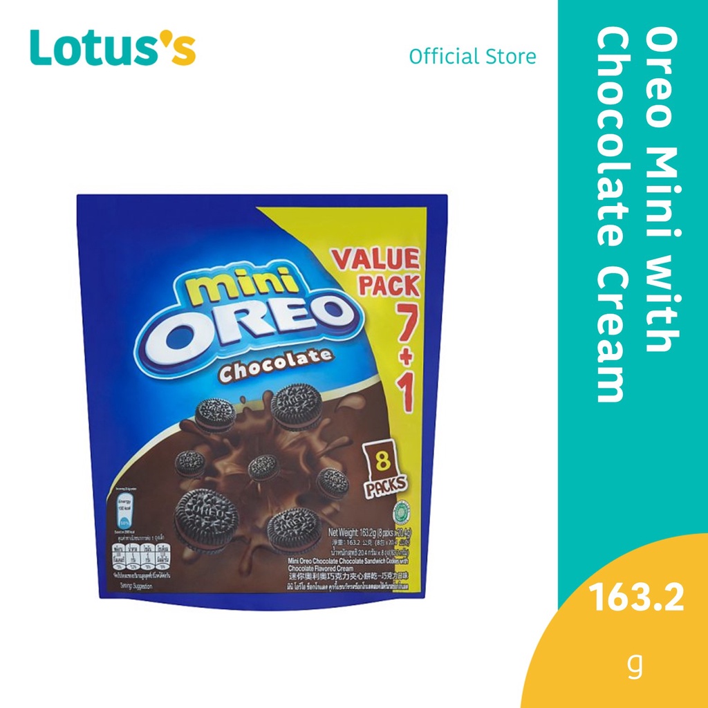 Oreo Mini Chocolate Sandwich Cookies with Chocolate Flavored Cream 8 Packs x 20.4g (163.2g ...