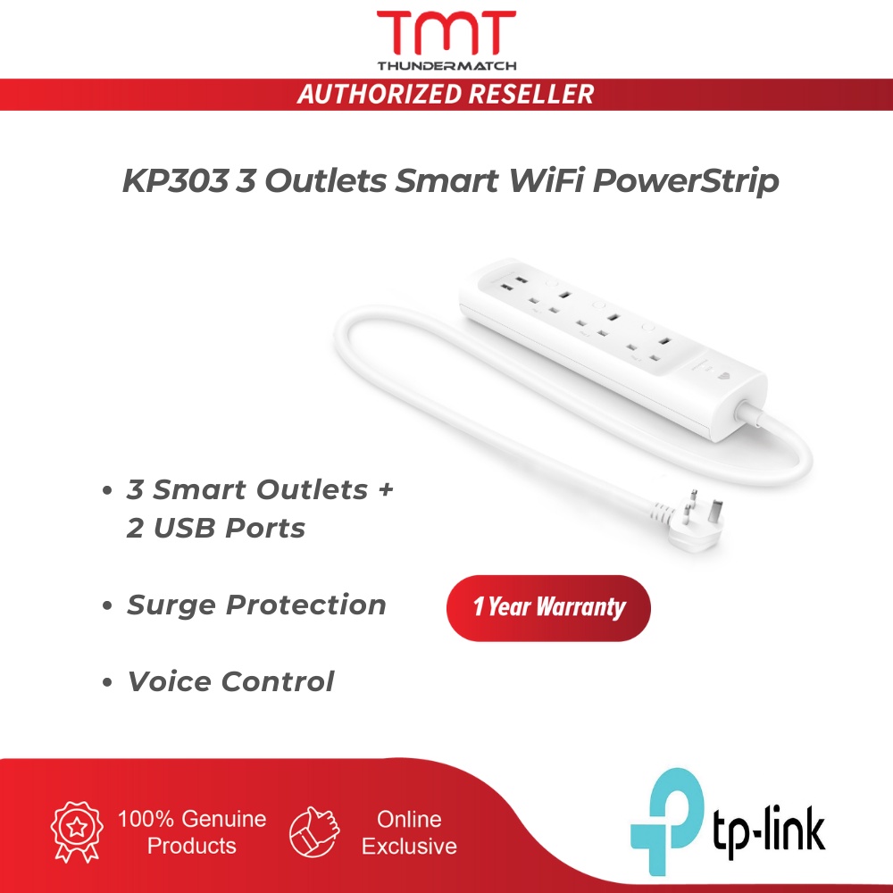 TP-Link KP303 3 Outlets Smart WiFi PowerStrip/2.4GHz (1 Year Warranty ...
