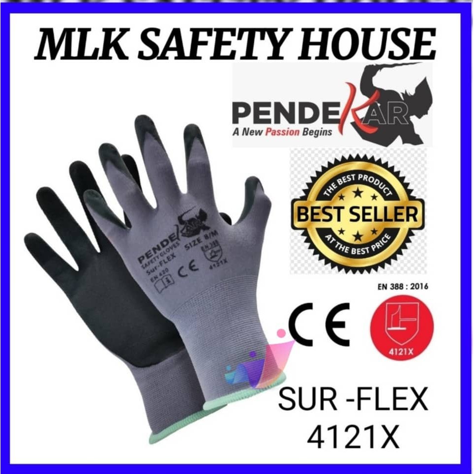 PENDEKAR - SUR FLEX (4121X) / Safety Glove (SPANDEX LINER BLACK NITRILE ...